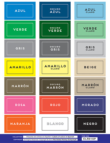 COLORS in Spanish labels by The Global Pantry Company