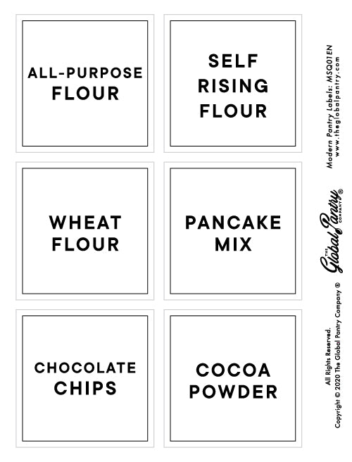 CLEAR Modern Square Pantry Labels by The Global Pantry Company