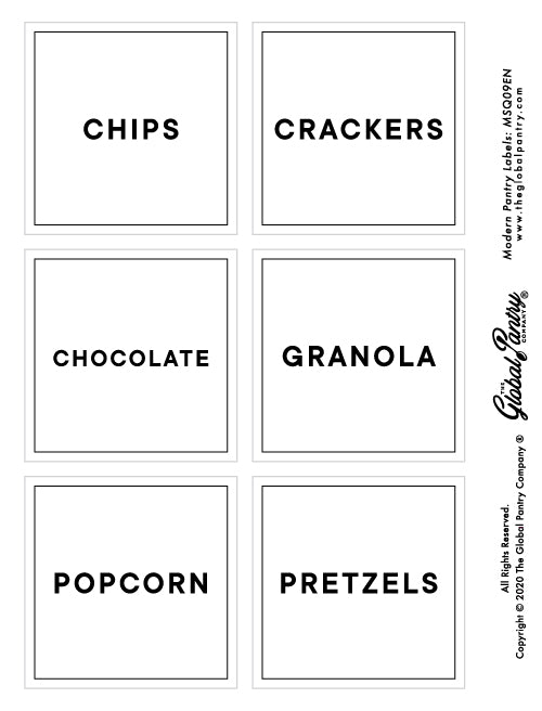 CLEAR Modern Square Pantry Labels by The Global Pantry Company