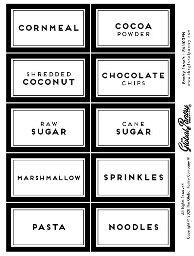 Removable Modern Pantry Labels by Global Pantry Company