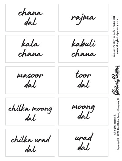 Indian Pantry Labels (clear) – Global Pantry Company